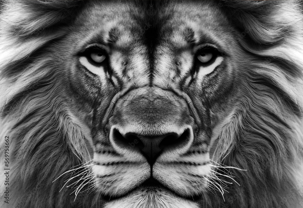 Lion king portrait animal , Wildlife , generative ai Stock Illustration ...