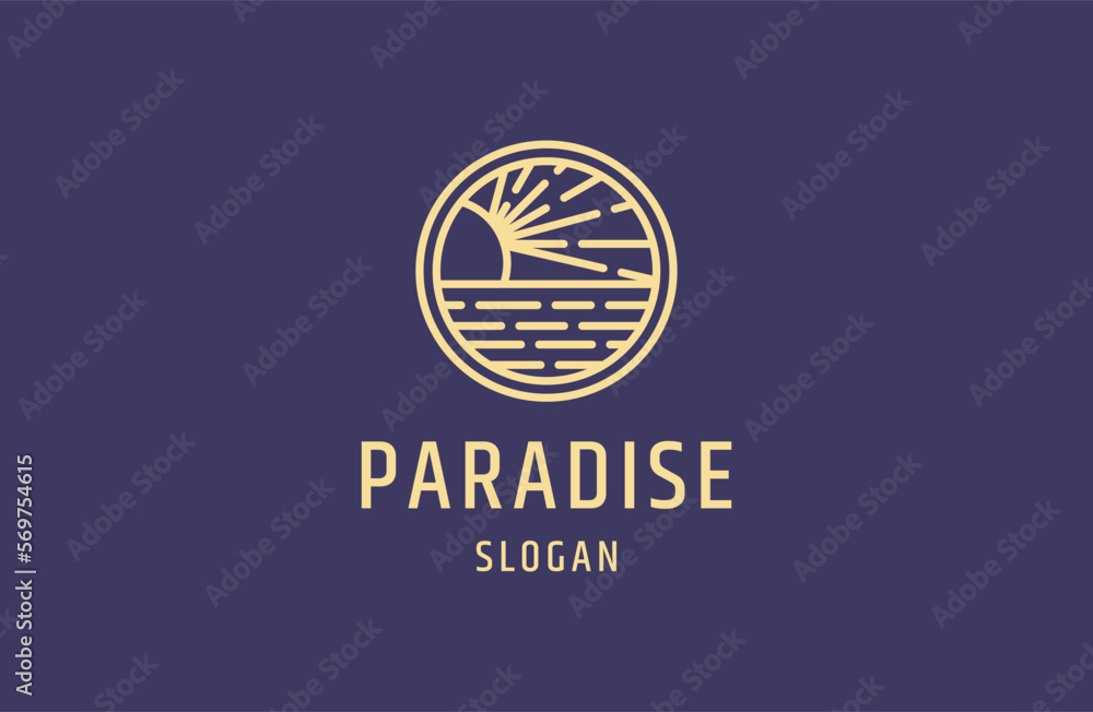 Creative paradise icon logo design vector illustration. Tropicana ...