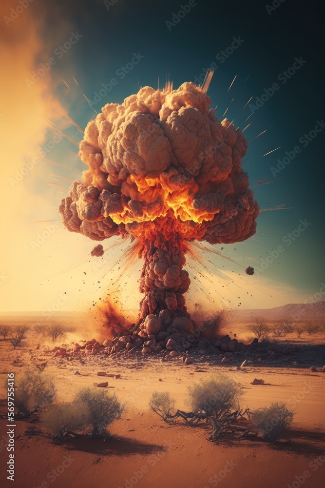 atomic bomb, atomic, bomb, explosion, war, fire, flame, generative by ...