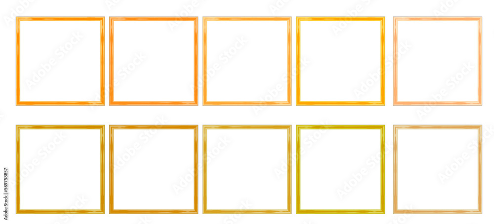 Set of realistic oak wooden picture frames on transparent background ...