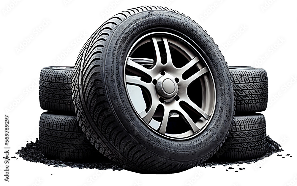 car tires on a white background. On transparent PNG background ...