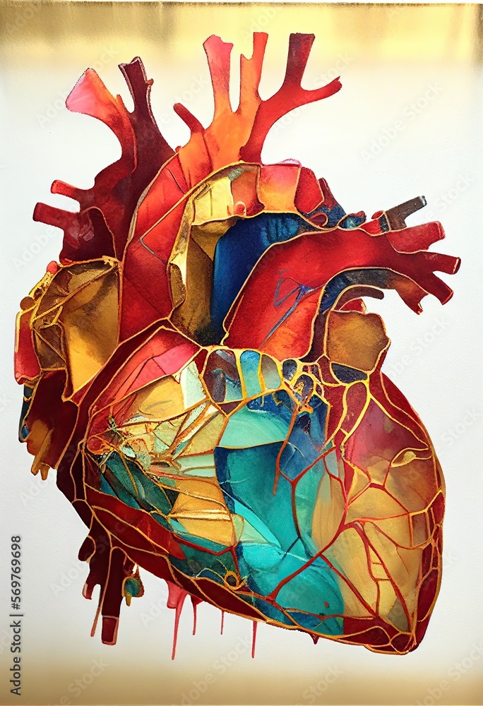 Anatomy human organ heart anatomy illustration. Hand drawn art ...