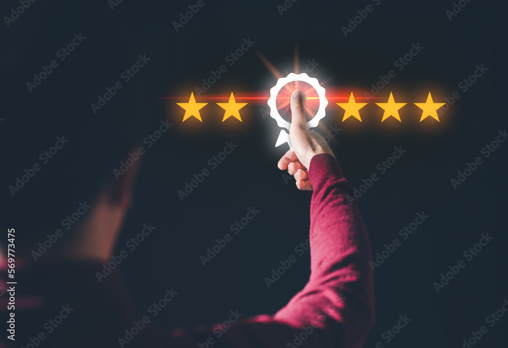 customer thumb up on tick mark show the sign of the top service Quality ...