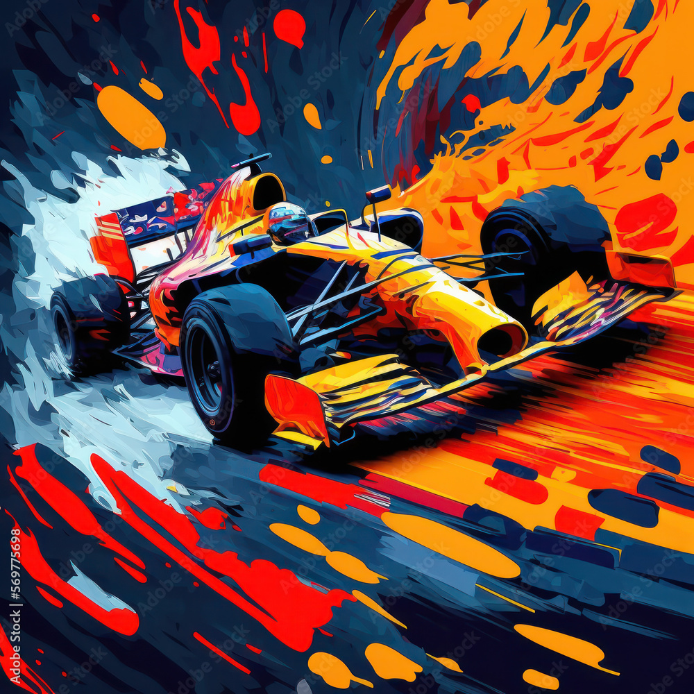 The F1 car zooms past the competition, its speed a representation of ...
