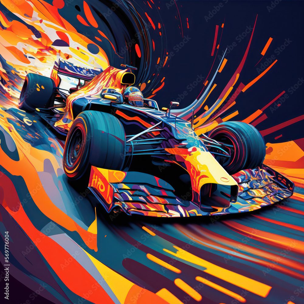 The F1 car races with precision, its speed a combination of skill and ...