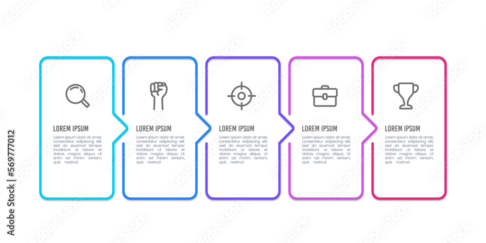 Infographic frame line design with icons and 5 options or steps. Vector ...