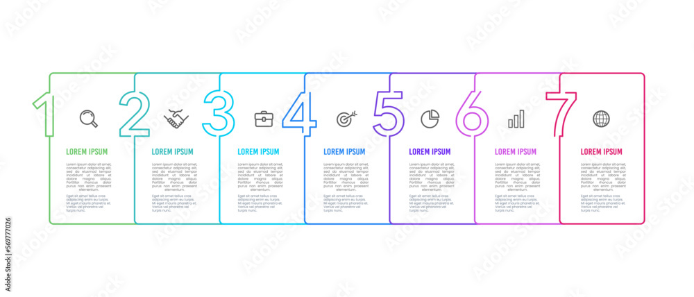 Set of numbers 1 to 7 infographics. Infographic 7 options or steps ...