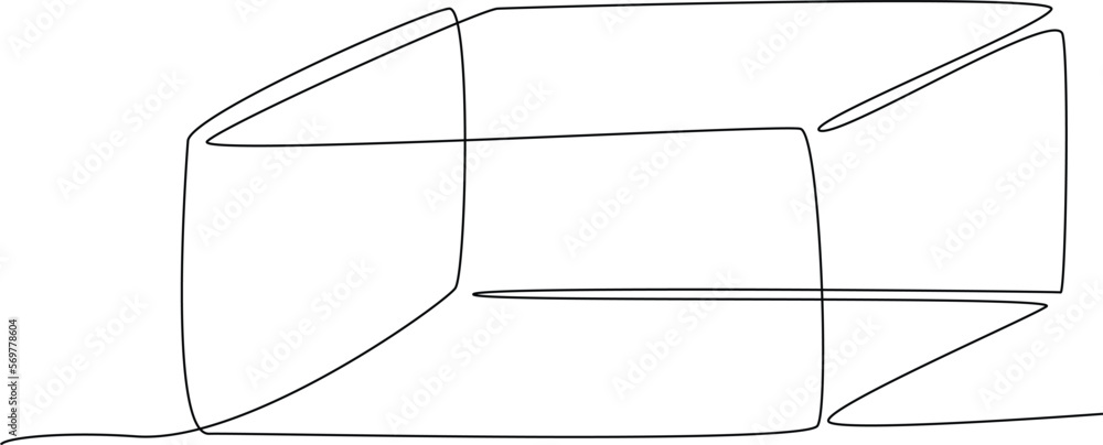 Continuous one line drawing long cube. Geometric shape concept. Single ...