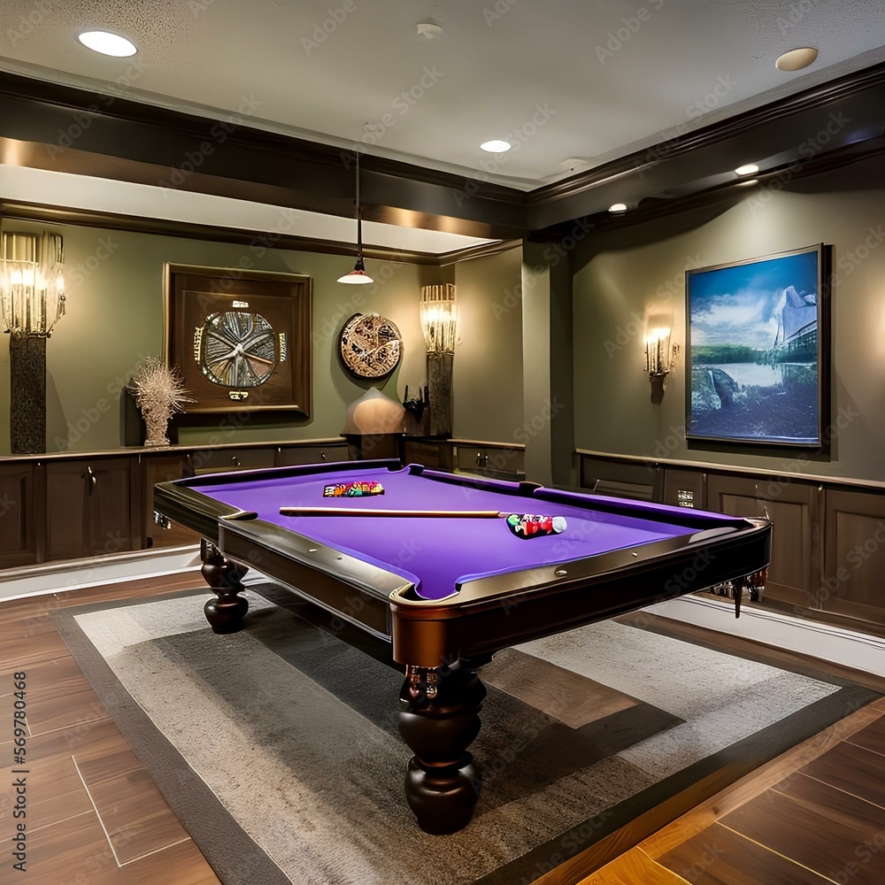 A traditional and refined game room with billiards3_SwinIRGenerative AI ...