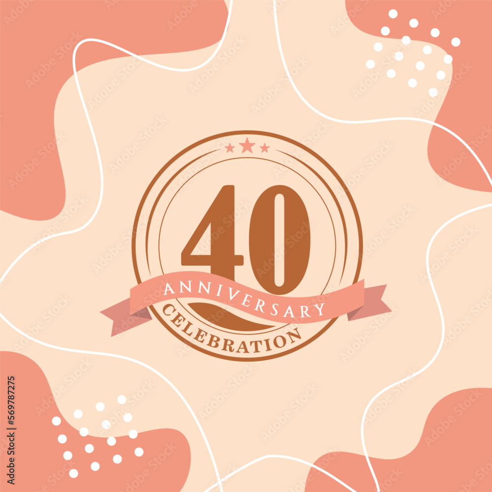 40th anniversary celebration logo vector design with brown color ...