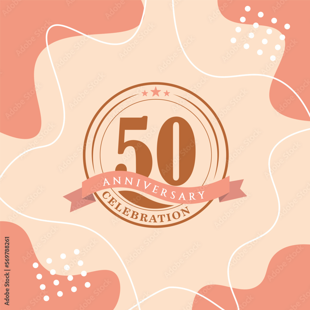50th anniversary celebration logo vector design with brown color ...