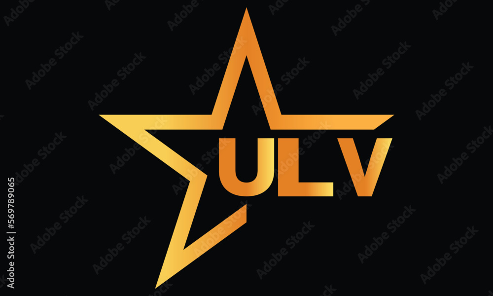 ULV golden luxury star icon three letter logo design vector template ...