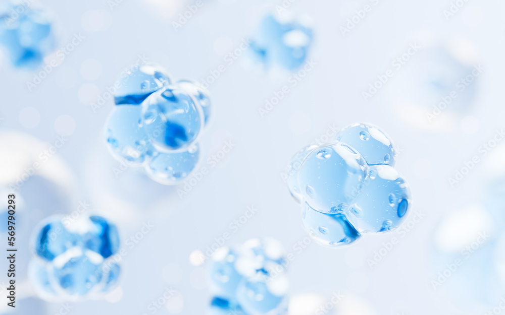 Transparent cell with biotechnology and cosmetic concept, 3d rendering ...