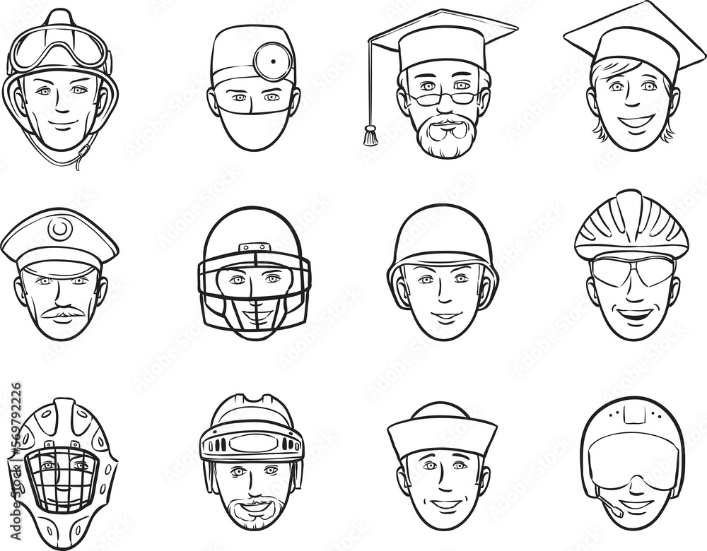 whiteboard drawing cartoon avatar faces job occupations - PNG image ...