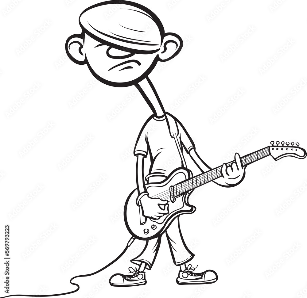 whiteboard drawing cartoon sad rock guitarist - PNG image with ...