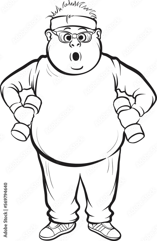 whiteboard drawing fat man training - PNG image with transparent ...