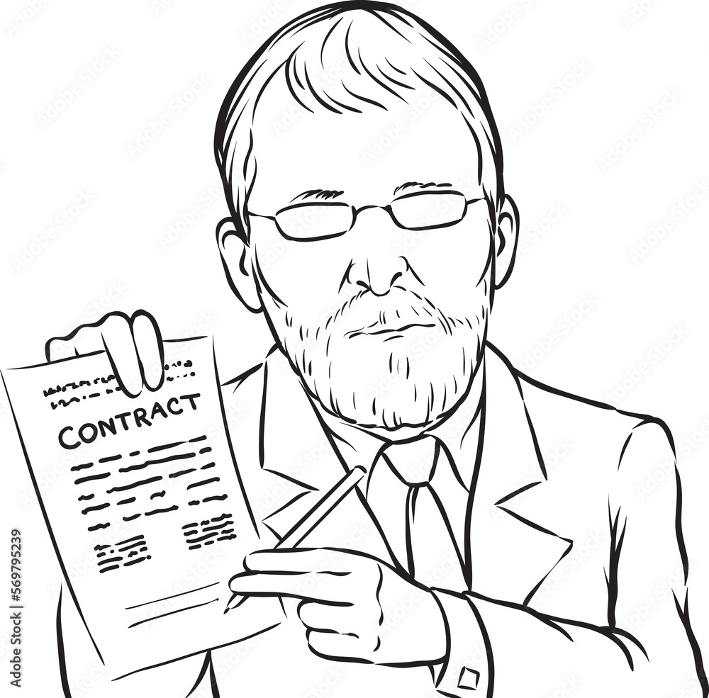 whiteboard drawing lawyer with contract - PNG image with transparent ...