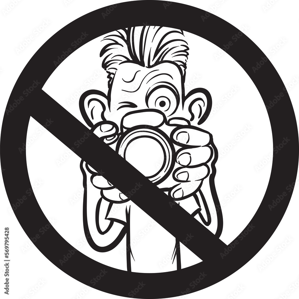 whiteboard drawing No photography allowed sign with cartoon ...