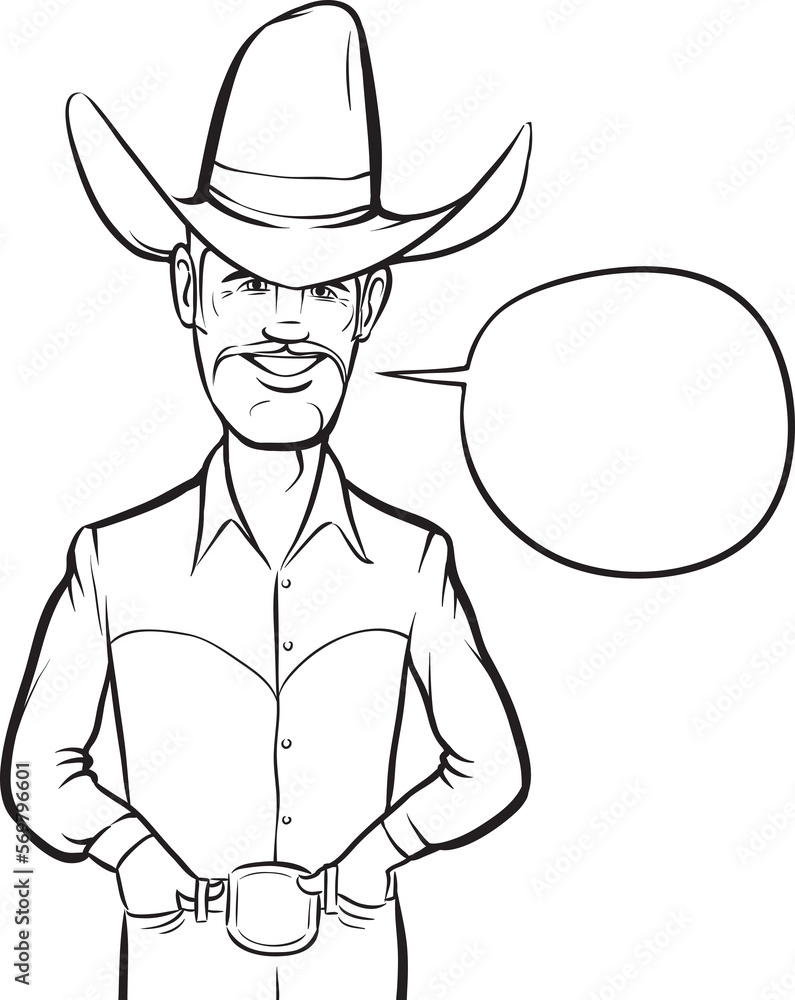 whiteboard drawing standing smiling cowboy - PNG image with transparent ...