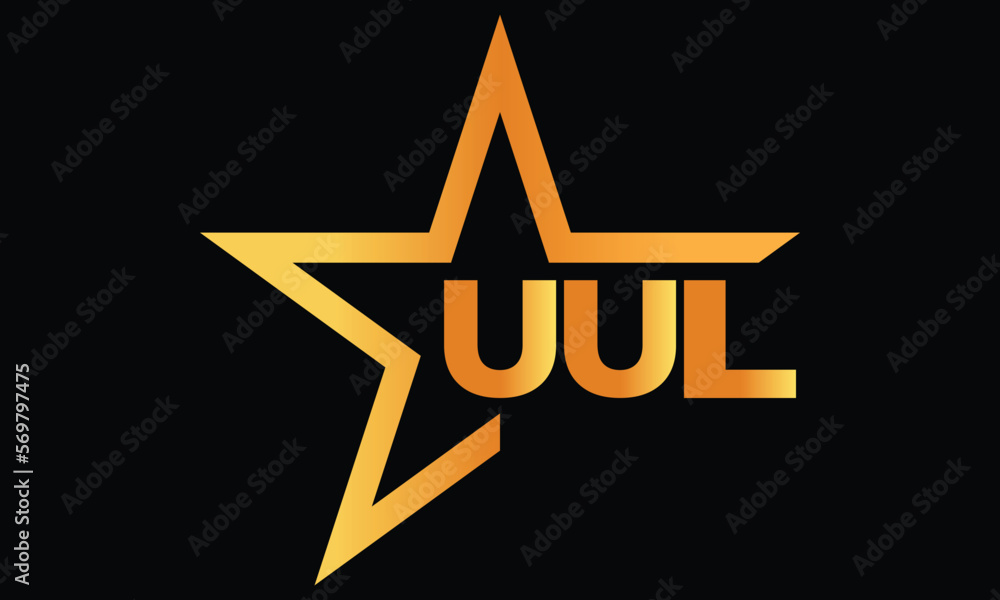 UUL golden luxury star icon three letter logo design vector template ...