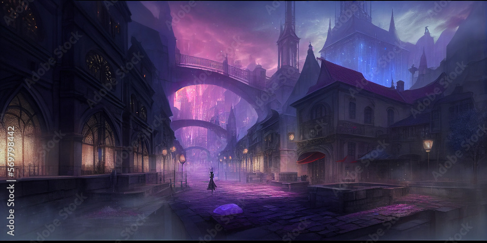 Ominous Magical City, Generative AI, Victorian Inspired, Dark Fantasy ...