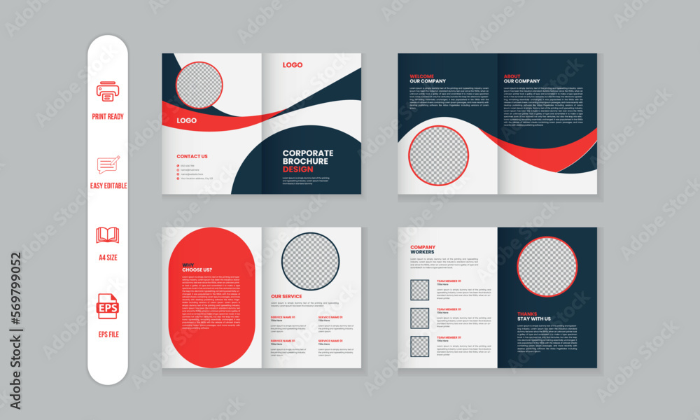 8 pages corporate modern brochure and company profile, magazine ...