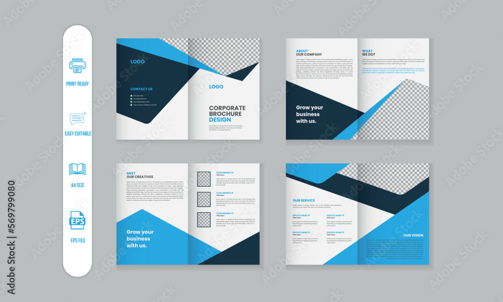 8 pages corporate modern brochure and company profile, magazine ...