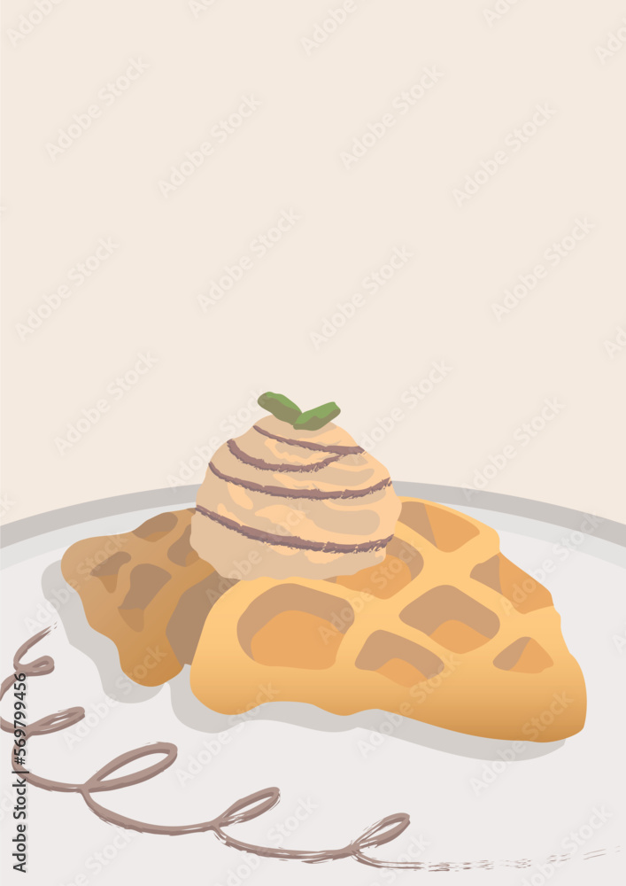 Croissant Waffle Croffle Vector Background. Isolated Printable Poster ...