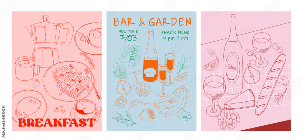 Collection of food and drink posters template. Interior posters ...