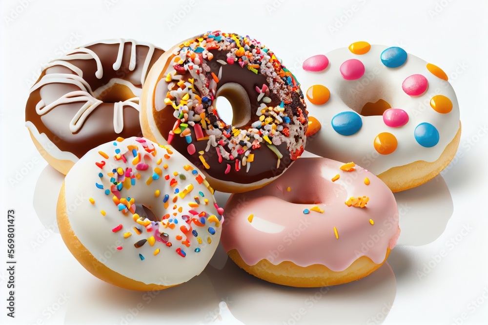 Collection of colorful donut sprinkles on white background. Ai ...