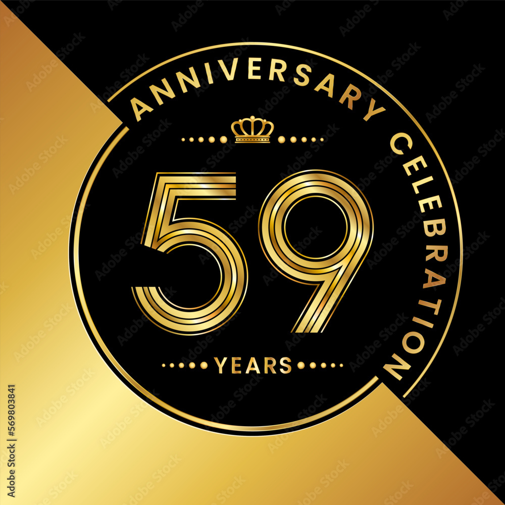 Vecteur Stock 59th Anniversary. logo design with golden numbers and ...