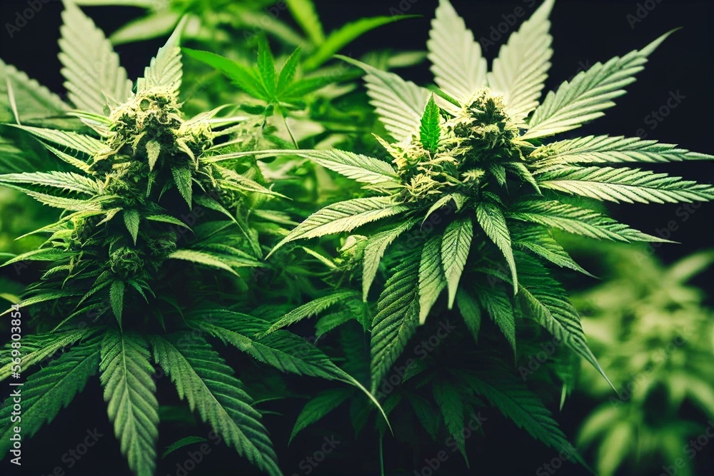 SoG hemp cultivation technique. Growing pot in groutent. Vegetative stage of marijuana growth ...