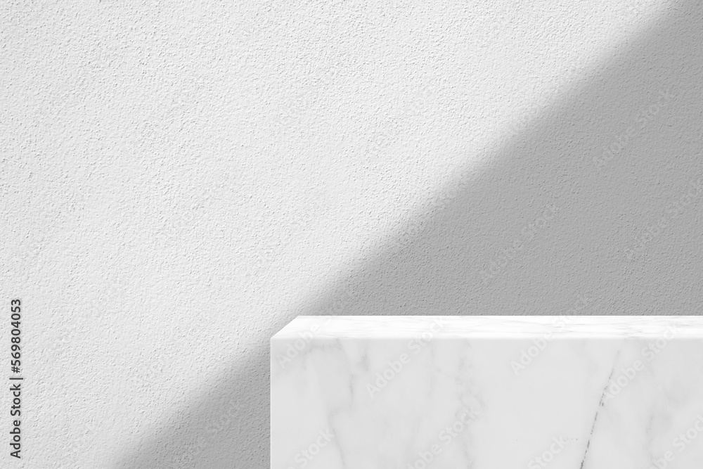 Marble Counter with White Stucco Wall Texture Background with Light ...