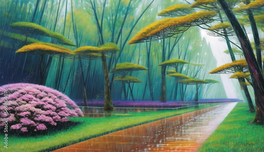 Landscape Painting Illustration Digital Artwork. Zen Banner background ...