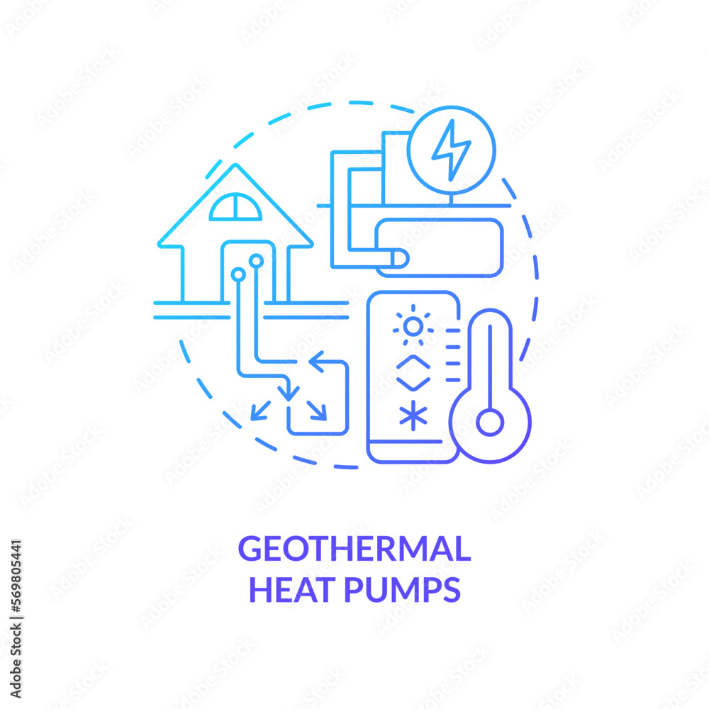 Geothermal heat pumps blue gradient concept icon. Water circulation ...