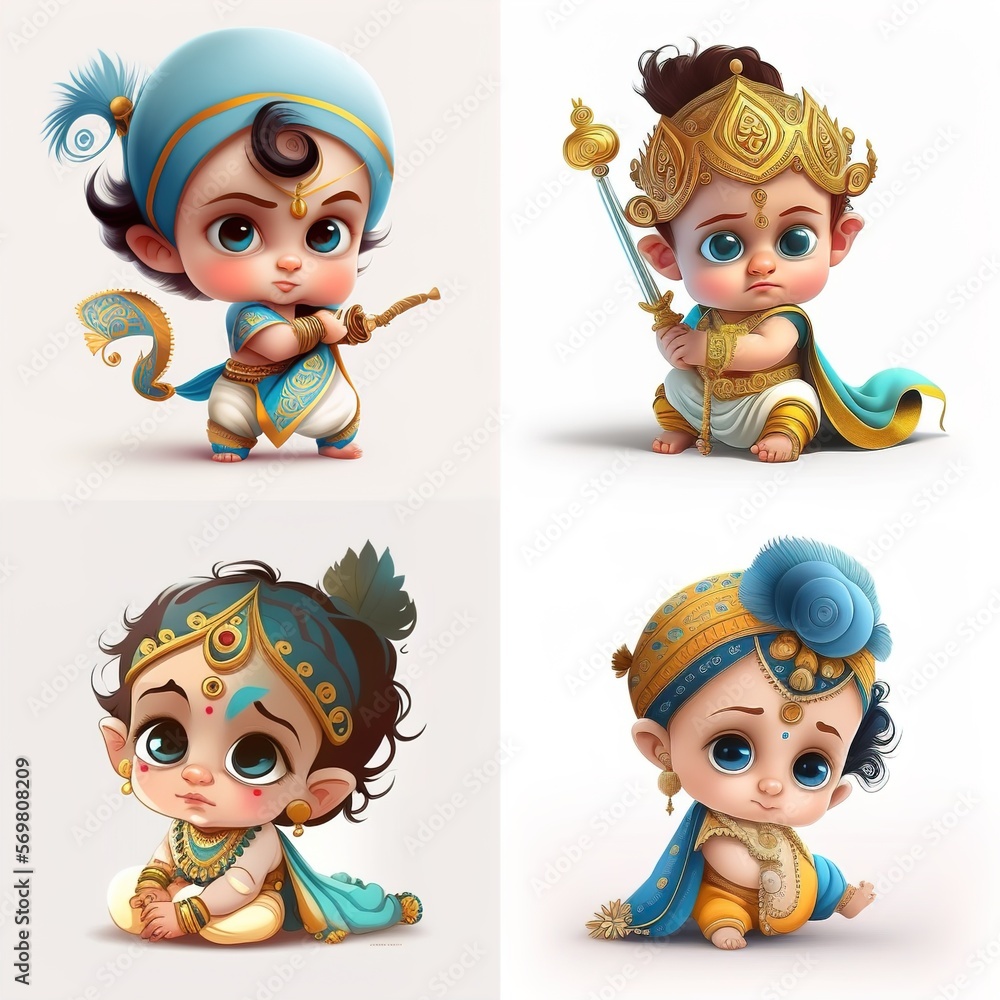 illustration of happy Janmashtami. cute baby krishna animated cartoon ...