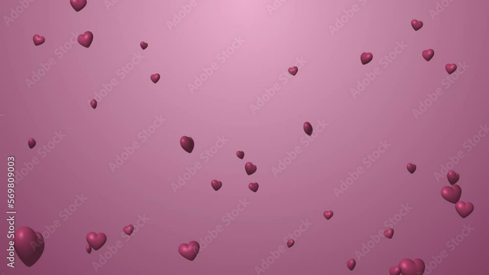 Pink hearts animated particles background texture 3d falling shapes 素材庫 ...