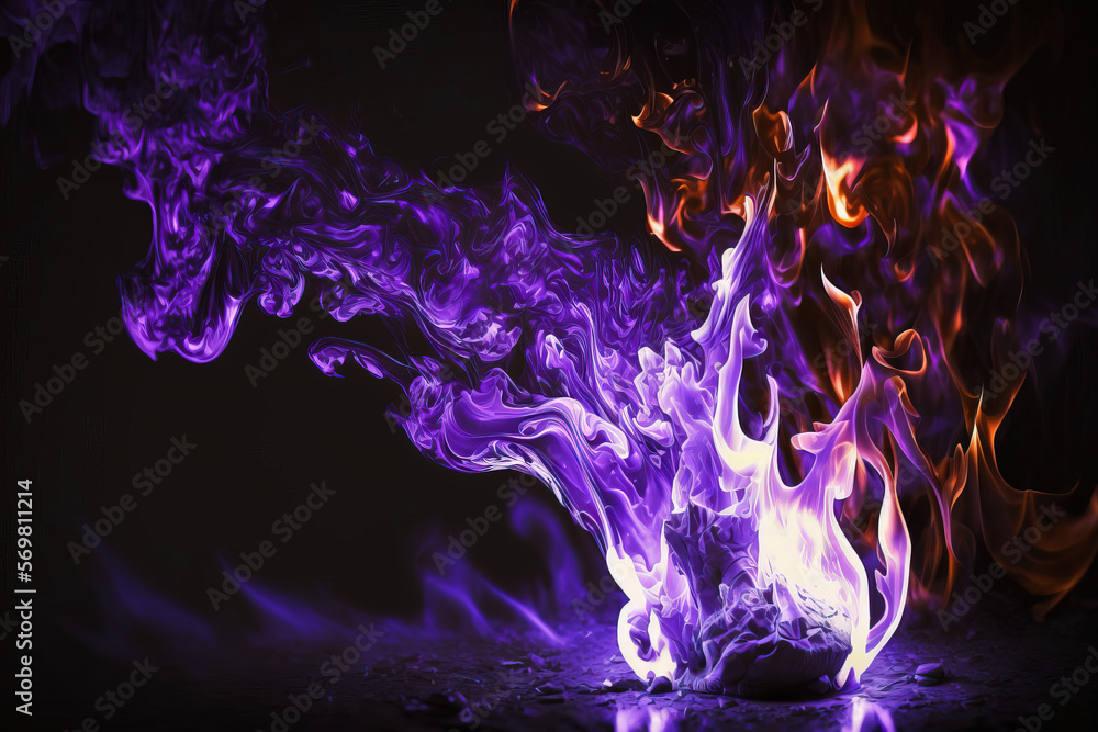 2d art purple swirl fire flames, fantasy inferno ignition, dark aura ...