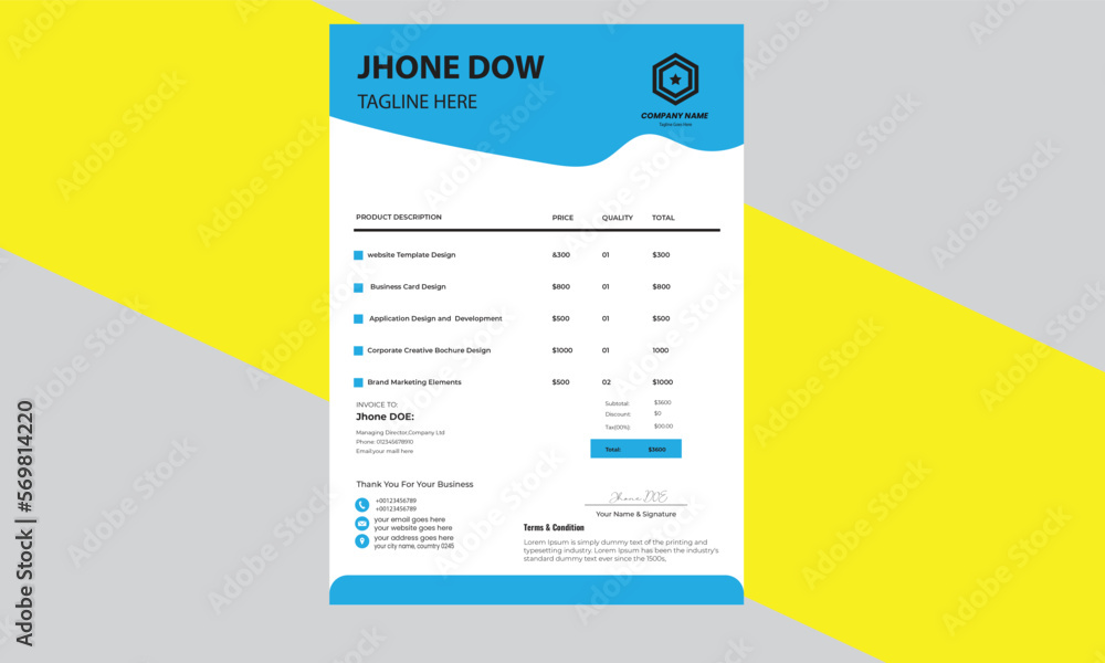 Invoice Design Layout two color invoice template Elegant invoice ...