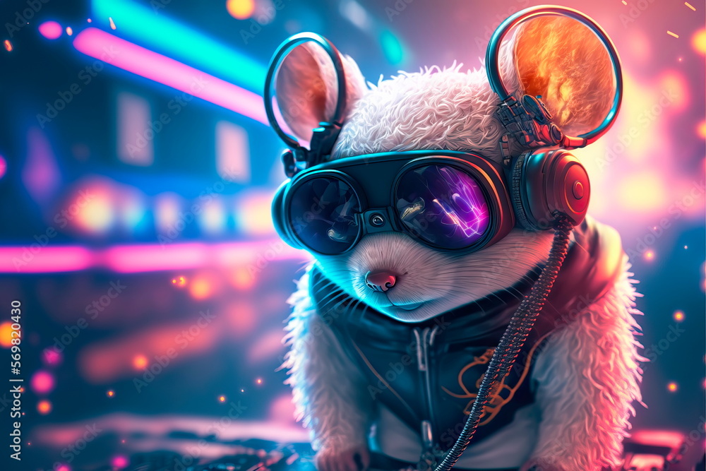Сute mouse dj at disco dancing Generative AI Stock Illustration | Adobe ...
