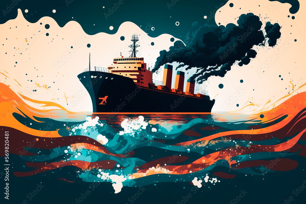 Oil spill pollution polluted water surface water Generative AI Stock ...