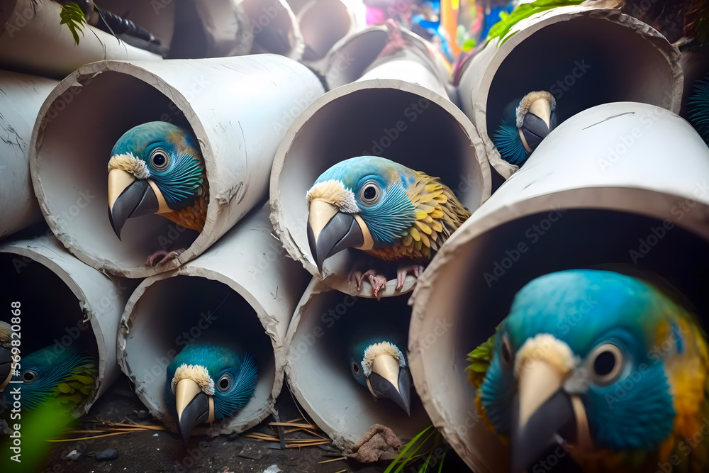 Macaw parrot, jaco, budgerigar and other exotic birds beauty animal ...