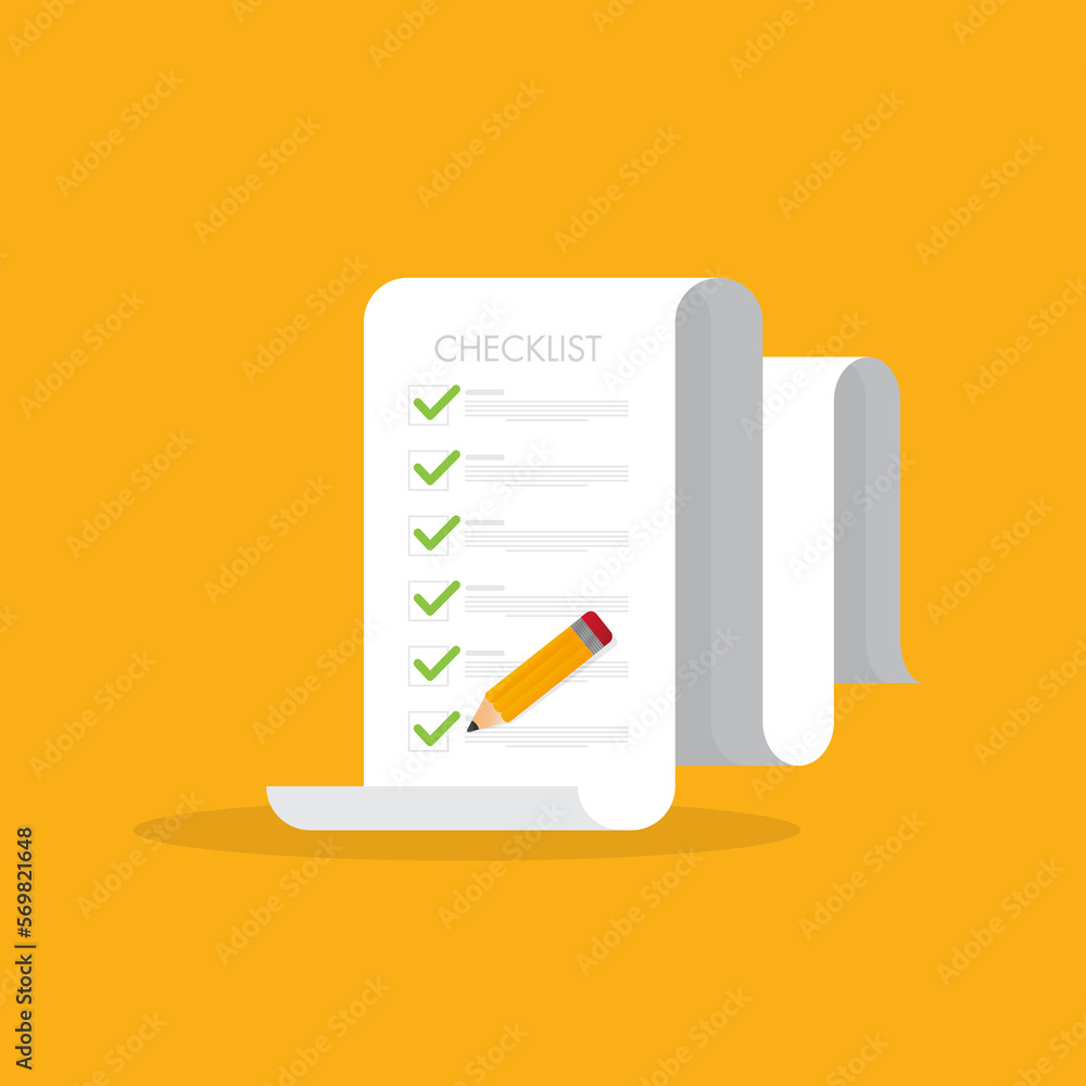 Check list document, paper check list and to do list with checkboxes ...