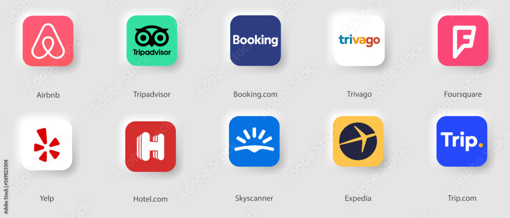 Bookings App logo vector set : Tripadvisor, Booking.com, Airbnb ...