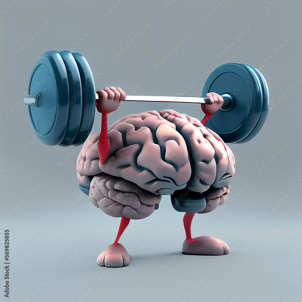 Human brain lifts weight with dumbbell, memory and mind training, brain ...