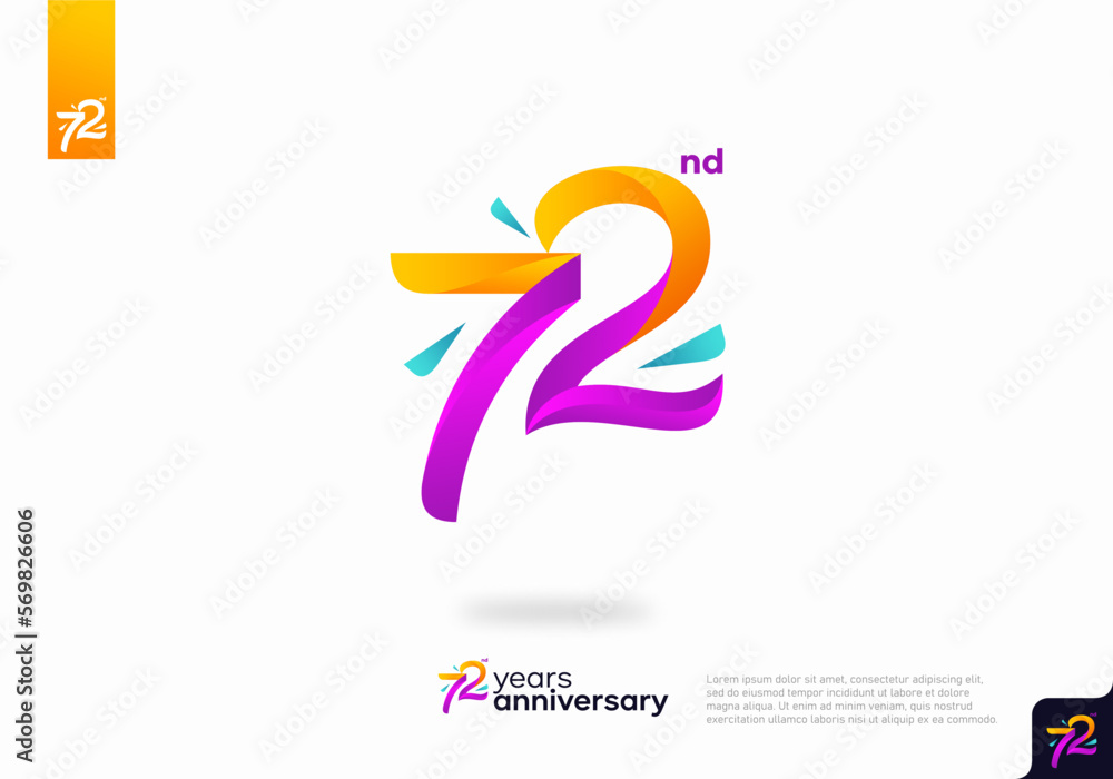 Number 72 logo icon design, 72nd birthday logo number, 72nd anniversary ...