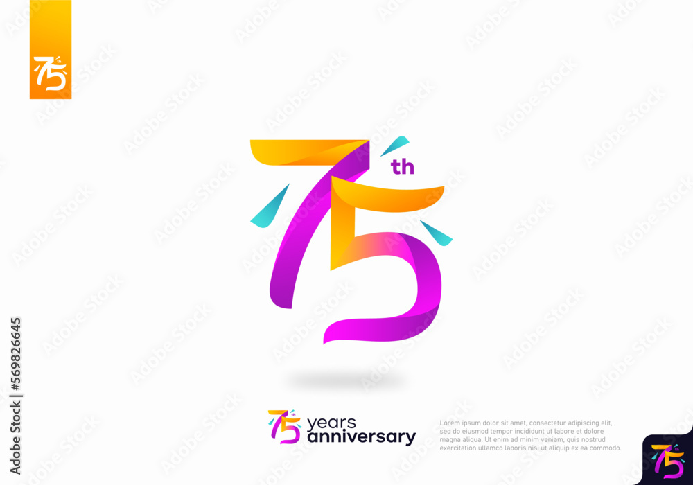 Number 75 logo icon design, 75th birthday logo number, 75th anniversary ...