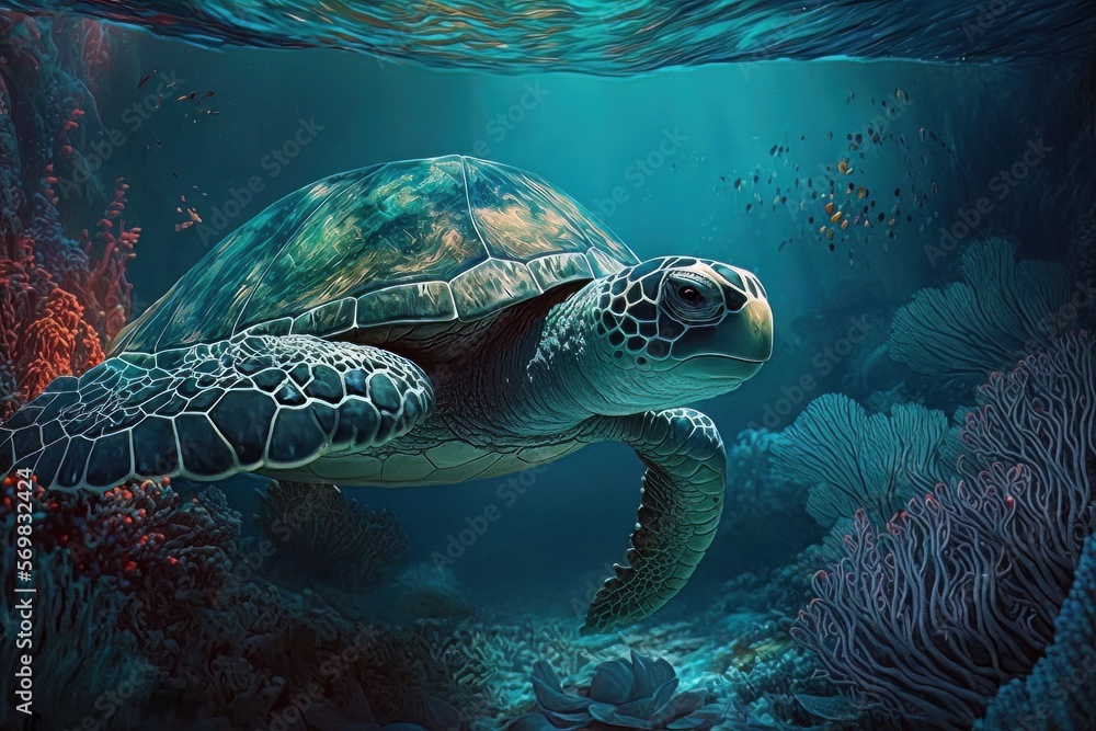 Underwater sea turtle strange marine animal underwater turtle. Turtle ...