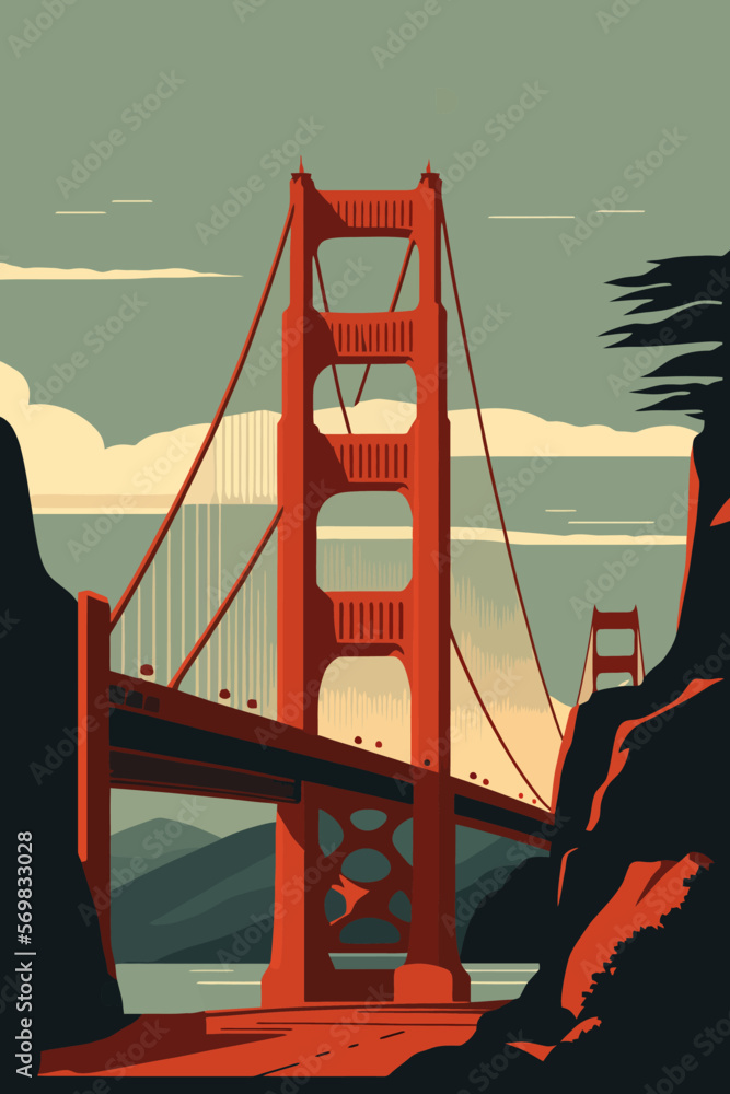 Clipart Da Ponte Golden Gate San Francisco Poster, California Poster,