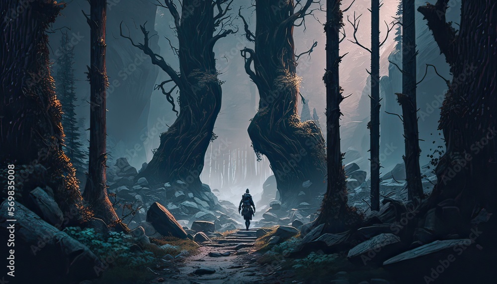 Elf ranger tracking a dangerous quarry through the wilderness. The ...